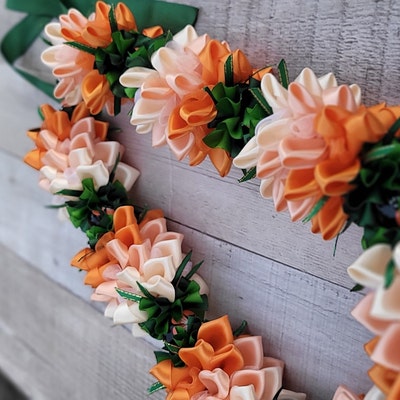 DIY Ribbons for Orange Flower With Kukui Nuts Flower Ribbon Lei - Etsy