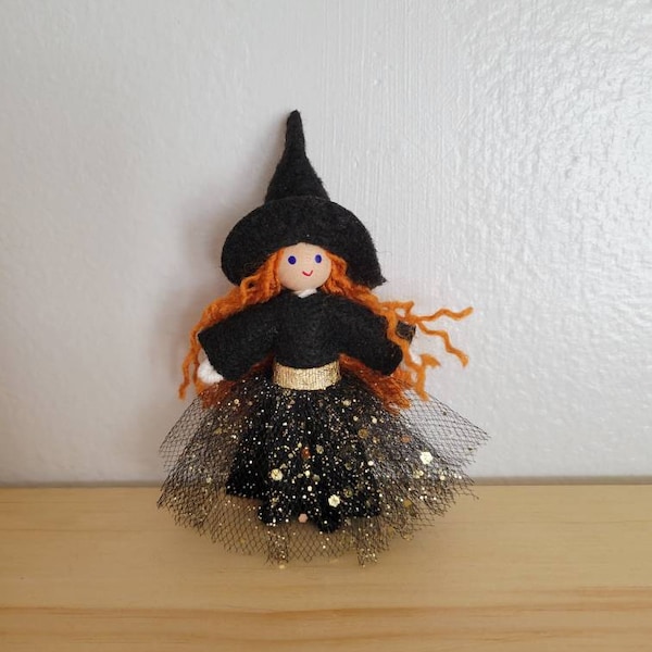 Cute Witch Doll - Sweet Witch Figurine Handmade - Small Witch Doll ...