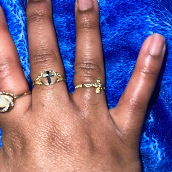 Size 6.25 Estate 10k Yellow Gold Christ on the Cross Promise Ring ...