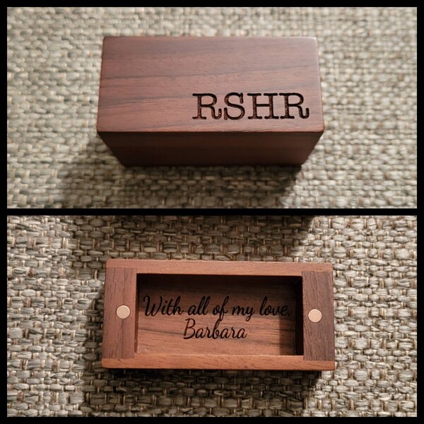 Personalized Rocket Ship Date/initials Engraved Wooden Ring Box Space Galaxy Themed Walnut Wood ...