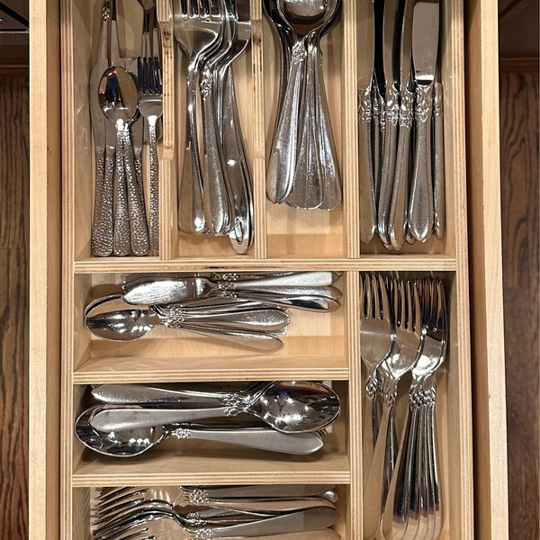 Up to 12 Inches Wide - Custom Baltic Birch Drawer Organizer, Silverware ...