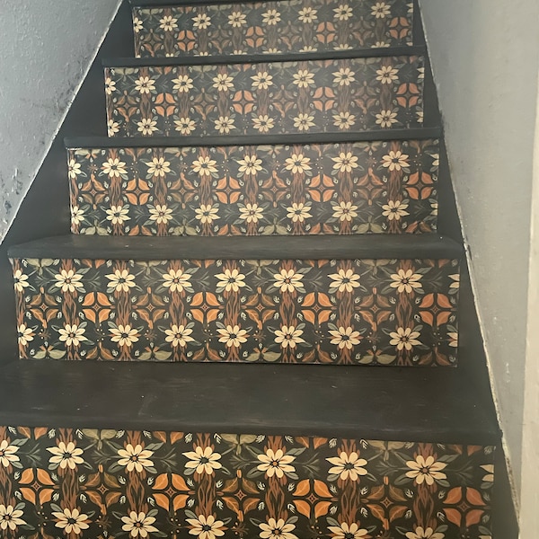Earthy Botanics Pattern,stair Riser Stickers,peel and Stick Stair Riser ...
