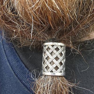 Set of 2 Stainless Steel Tube Beard Beads 9mm Hole 9/32 Inch Viking ...