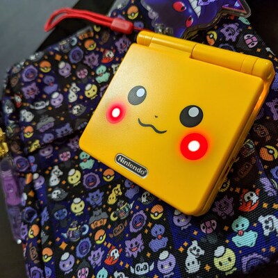 Pikachu cheekachu Custom Gameboy Advance SP Bundle W/ IPS V2 Screen ...