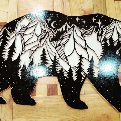 Starry Night Bear Silhouette, CNC File, DXF, Digital File Download - Etsy