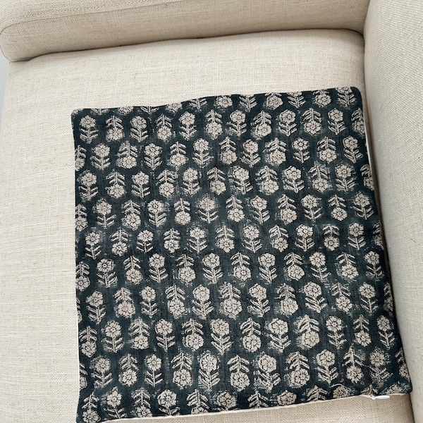 HAMMIRA ||block Print Linen Pillow Cover, /natural Linen / Stripes ...