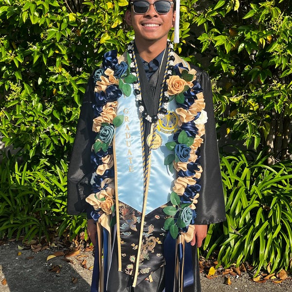 School Color Graduation Celebration Rose Hawaiian Ribbon Lei - Etsy