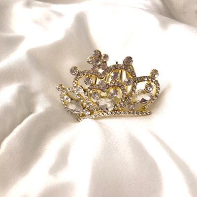 Gold Rhinestone Mini Tiara, Doll Baby Tiara, Rhinestone Princess Crown ...
