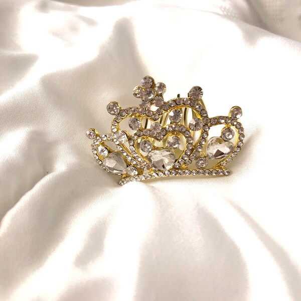 Gold Rhinestone Mini Tiara, Doll Baby Tiara, Rhinestone Princess Crown ...