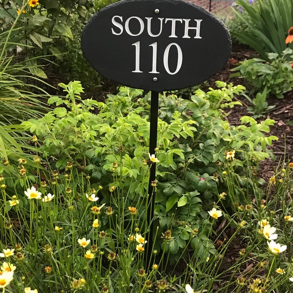 SLATE ADDRESS MARKER Sign ( Carved Numbers ) With Lawn / Yard Stake ...