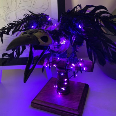 Raven Skeleton Prop on A Rustic Wooden Perch - Etsy