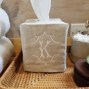 Monogrammed Tissue Box Cover 2 Letter Modern Monogram | Etsy
