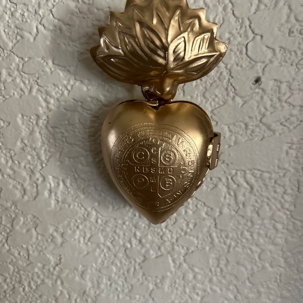 Sacred Heart Large Embossed Prayer Box or Rosary Box in Gold Antique ...