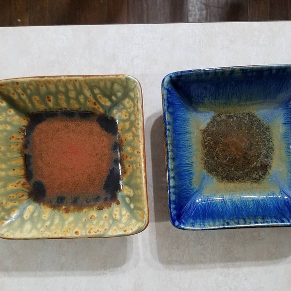 Red Ceramic Square Plate, Small Ceramic Dish - Great as a Key Dish ...