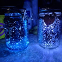 Light up Jar -hand Painted Glass - Night Light-sparkle Light- Firefly ...