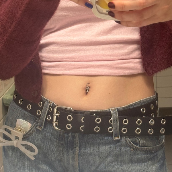 Belly Ring Goth Swirl Spiral Silver Tiny Hoop Clicker 14g 16g Goth Punk ...