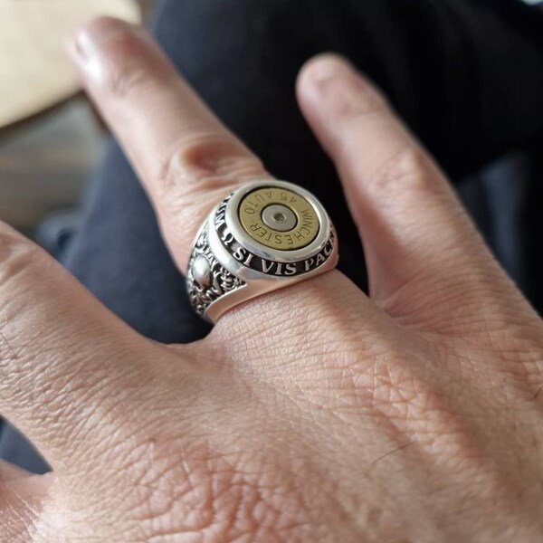 Bellum Ring .45 Acp (925 Sterling Silver) Bullet Ring "si Vis Pacem ...