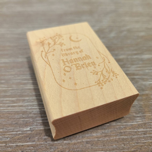 Custom Moon Embosser Book Stamp | Personalized Ex Libris | Wood and ...