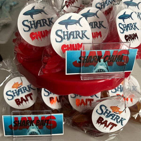 Shark Bait Stickers, Shark Chum Stickers, Shark Party, Shark Stickers ...