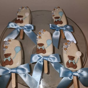 12pcs Fondant Edible Decorations, Bear With Bow Edible Treats ...