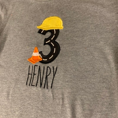 Number 3 Construction Digital Applique Embroidery File in 4x4 5x7. - Etsy