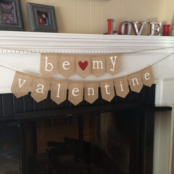 Be My Valentine Banner, Be My Valentine Bunting, Valentines Day Decor ...