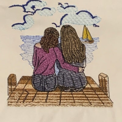 Sisters Embroidery Design 2 Sisters Embroidery Design Friend Design ...
