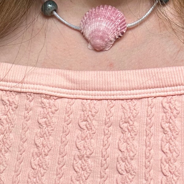 Rare Rainbow Moon Shell Mermaid Choker on Beige Cord. Adjustable up to ...