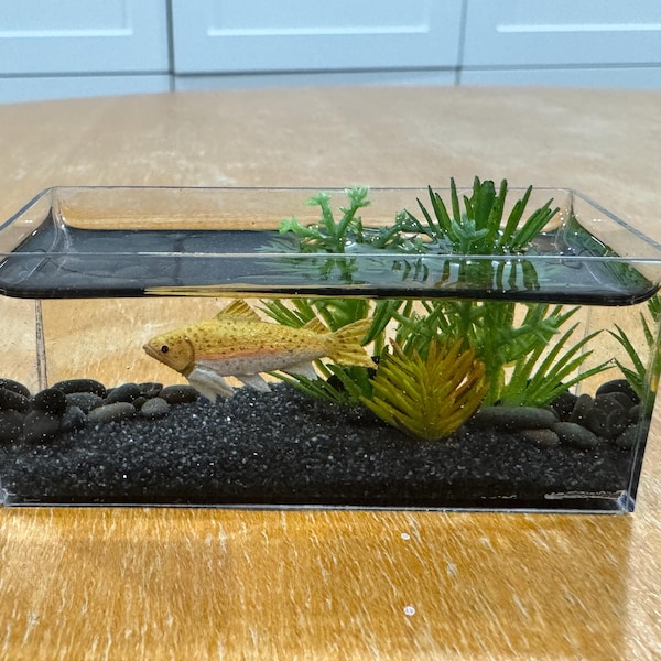 Miniature Clay Axolotl With Little Pagoda in the Tank - Etsy