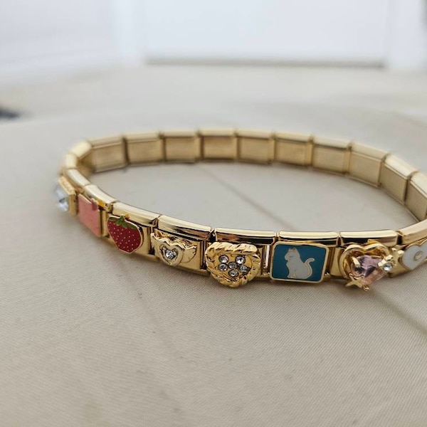 Gold Italian Bracelet, Custom Gold Italy Charms, Personalized Italian ...