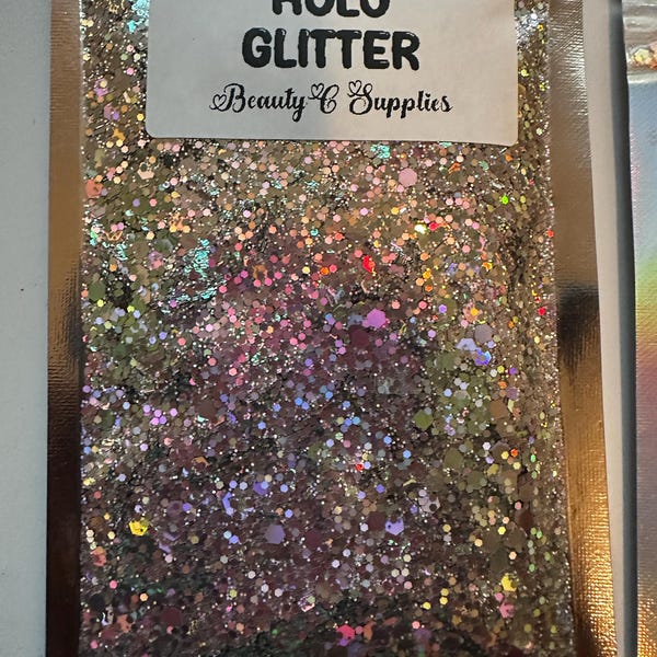 Holographic Star Glitter Shapes | Silver Iridescent Star Glitter for ...
