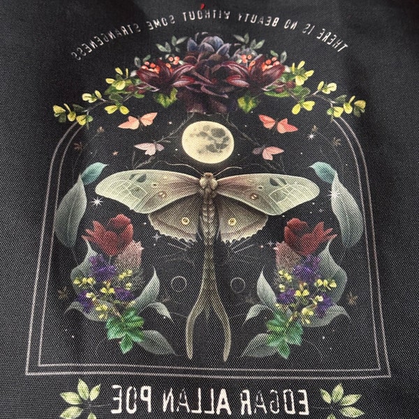 Edgar Allan Poe Tote Bag Gift, Lunar Moth Gothic Tote, Literary Quote ...