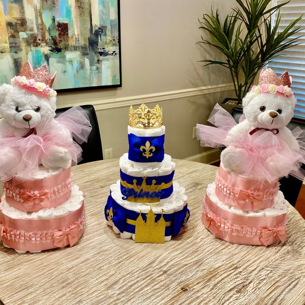 Princess Diaper Cake, 2 Tier Diaper Cake for a Girl Princess Table ...