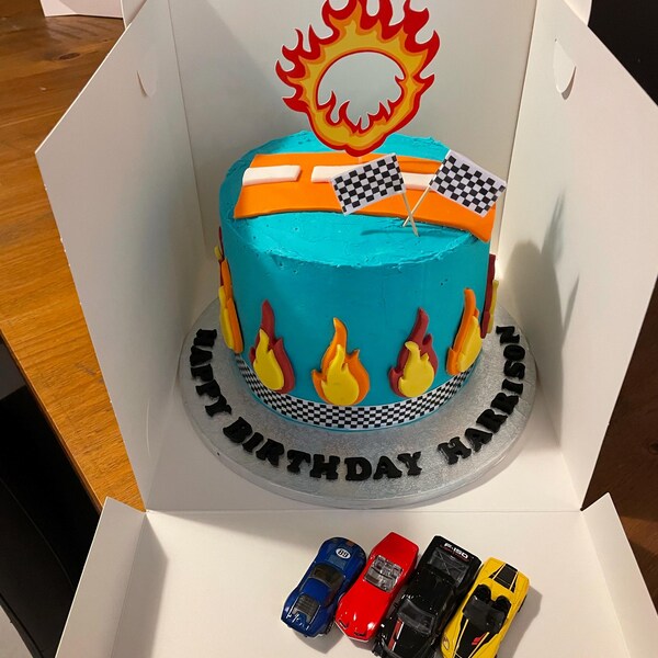 Fire Hoop/ Ring of Fire Hot Wheels Cake Topper With Stick - Etsy