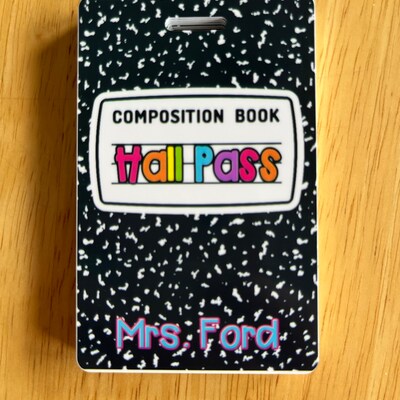 Composition Book Theme Classroom Hall Passes for Teachers, Personalized ...