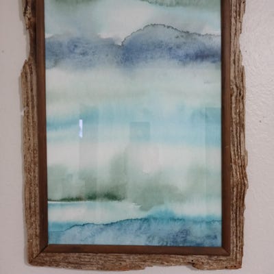 Ocean Abstract Watercolor Print, Blue Green Coastal Canvas, Sea Glass ...