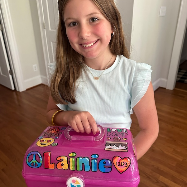 Camp Themed Caboodle, Hand-painted Personalized Caboodle, Personalized ...