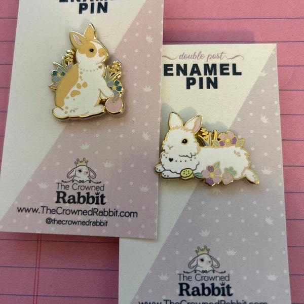 Tan and White Rabbit Pin, Rabbit Pin, Bunny Pin, Enamel Pin, Rabbit ...