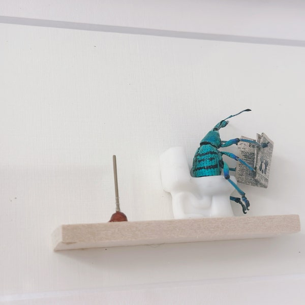 Beetle Sitting on Toilet Dung Beetle Insect Art Diorama 6x8 - Etsy