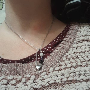 Handmade Empath Protection Necklace, Dainty Heart Safety Pins With ...