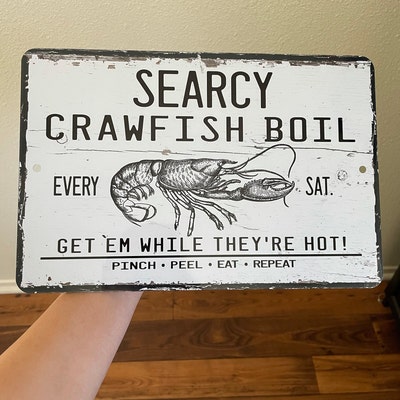 Vintage Style Crawfish Boil Personalized Metal Sign, Contemporary ...