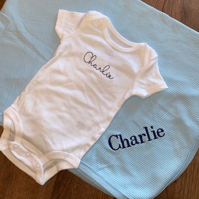 1 Hand-stitched Cursive Hannah Font Name Gerber Onesie®™ - Etsy