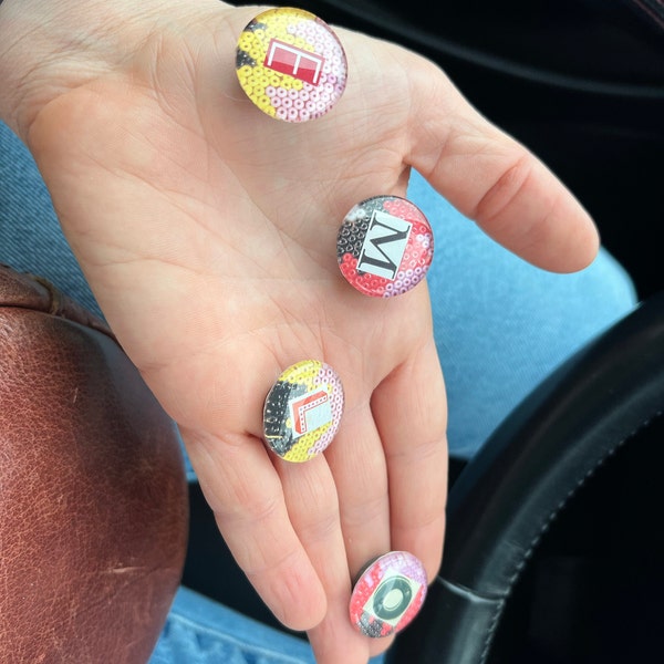 Marbled Paper Glass Magnets set of Four Super Strong Magnets Custom ...