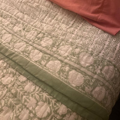 New Hand Block Print Cotton Flat Sheet Handmade Bed Sheet Hand Print Bedspread Blanket Bedding ...