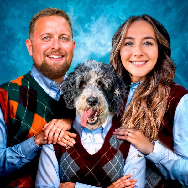 Pet Portrait, Gift for Husband, Human and Pet Custom Portrait, Birthday ...
