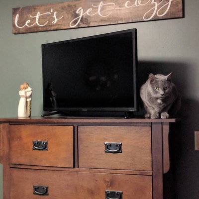 Lets Get Cozy Sign / Cabin Sign / Farmhouse Wall Decor / Rustic Sign ...