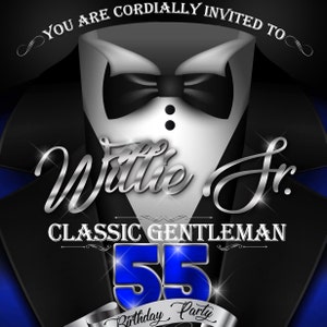 Tuxedo Classic Man Printable Invitation, Tuxedo Jacket Bowtie Gentleman ...