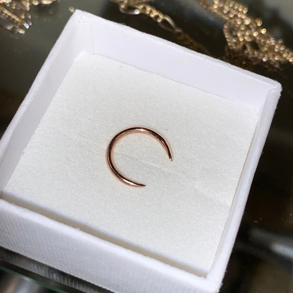 Septum Ring 14K, Gold Buffalo Horn Septum Horseshoe 16g, 14g Septum ...