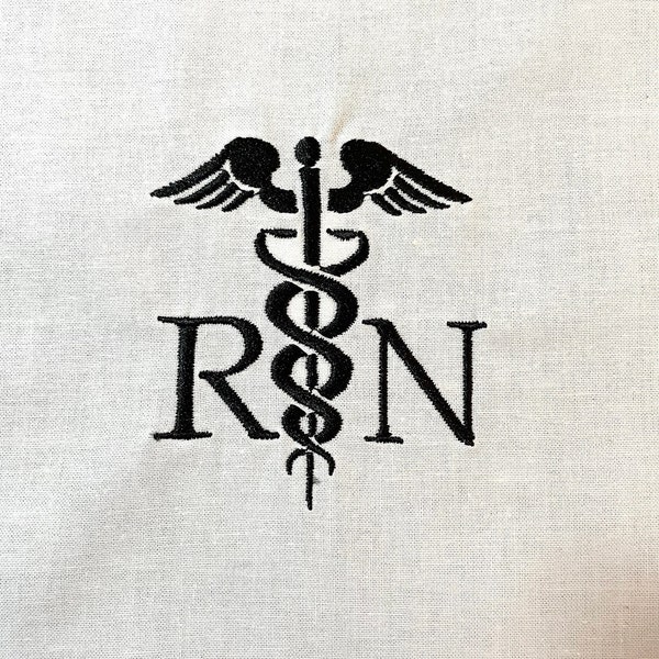 Registered Nurse Embroidery Design, RN Medical Caduceus Emblem, 4 Types ...