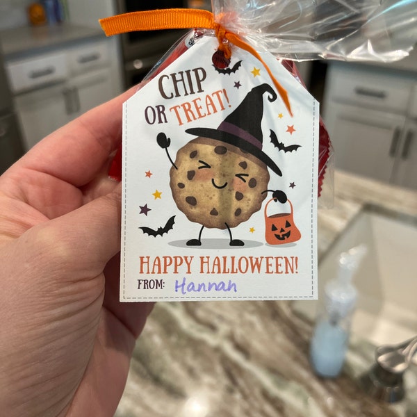 Printable Halloween Tags Trick or Treat Bag Chocolate Chip Cookie Tags ...